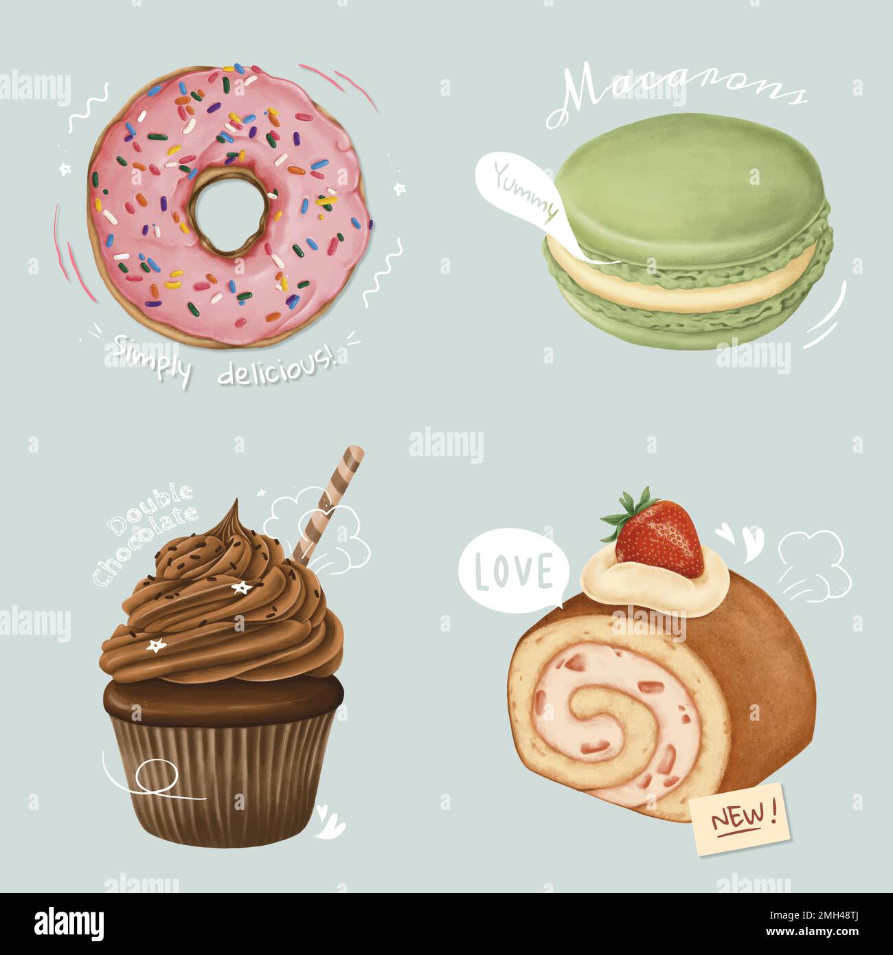 Hand drawn dessert collection vector Stock Vector Image & Art - Alamy