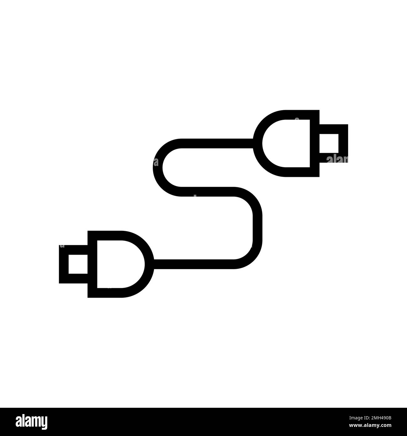 Cable icon line isolated on white background. Black flat thin icon on ...