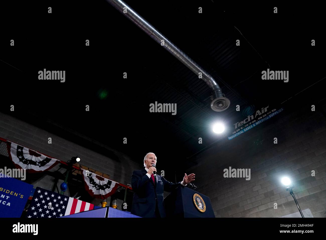 President Joe Biden speaks at the Steamfitters Local 602 in Springfield ...
