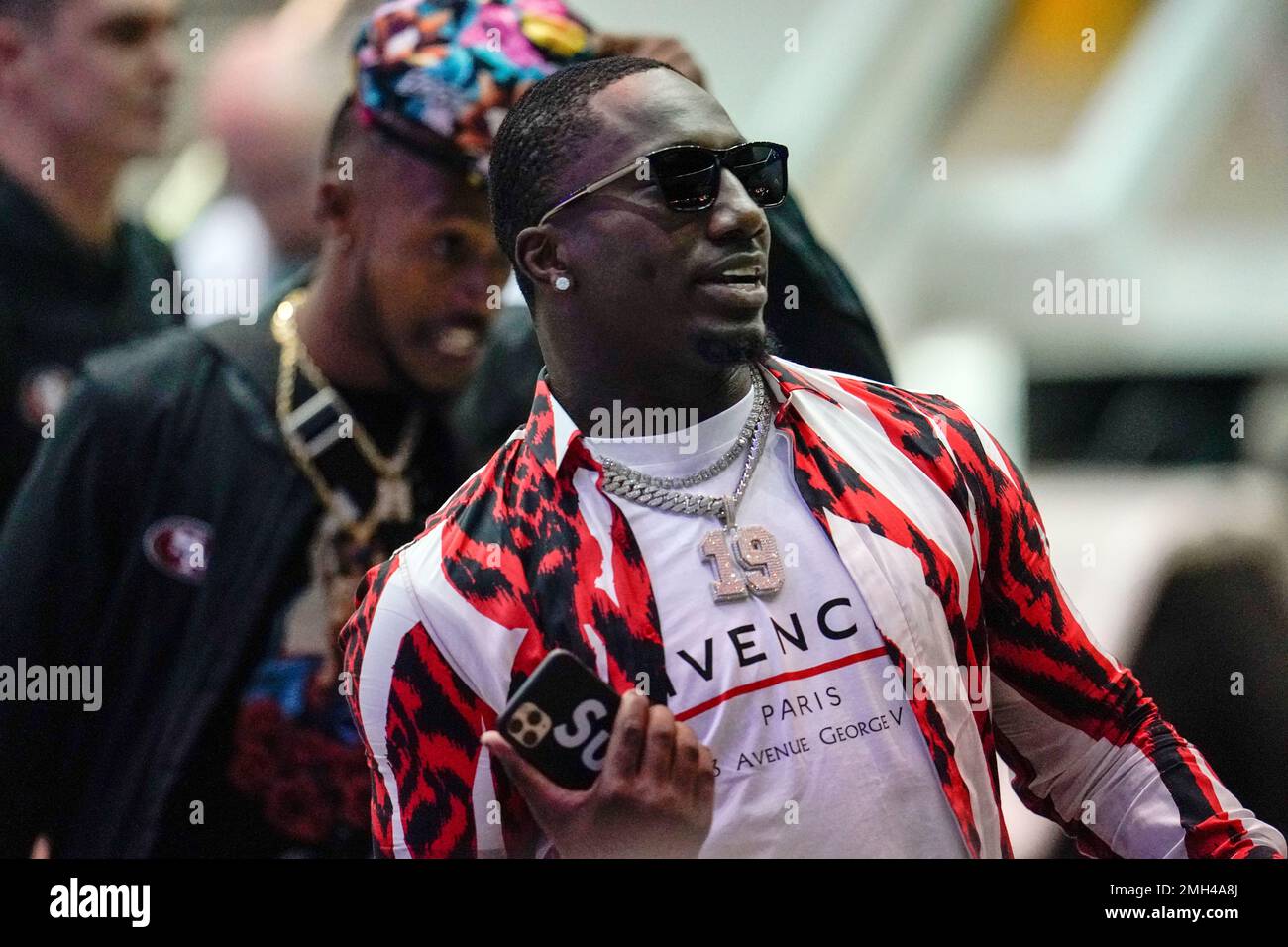 San Francisco 49ers' Deebo Samuel arrives for the NFL Super Bowl 54 ...