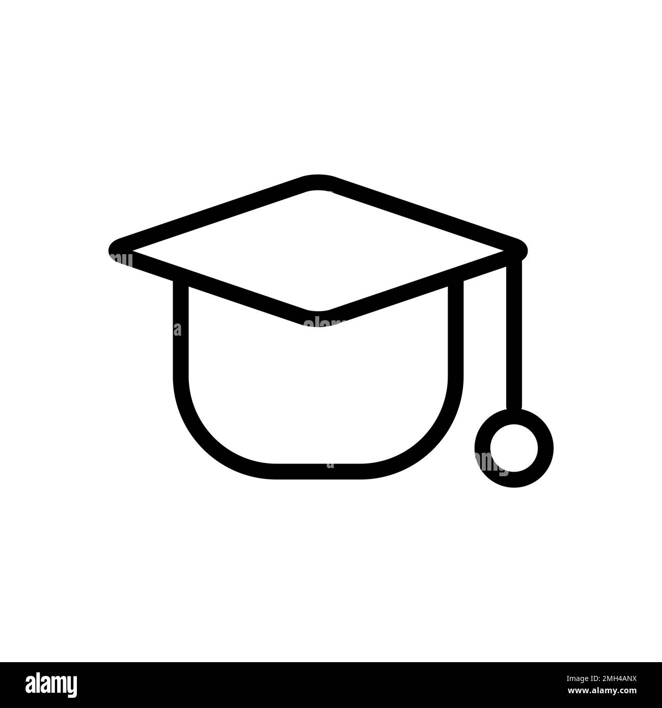 Study hat icon line isolated on white background. Black flat thin icon on modern outline style ...