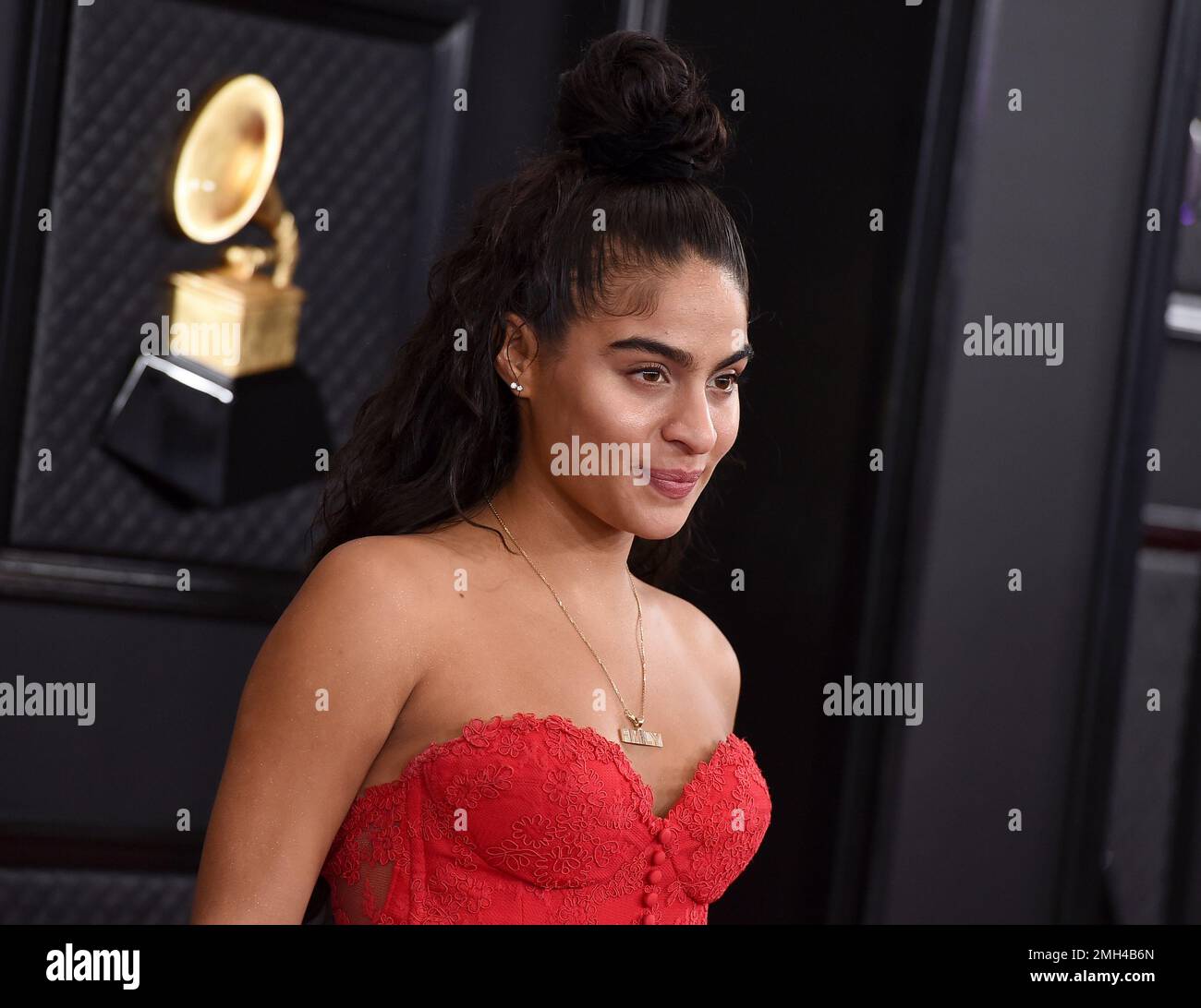 Jessie Reyez arrives at the 62nd annual Grammy Awards at the Staples Center on Sunday, Jan. 26 ...