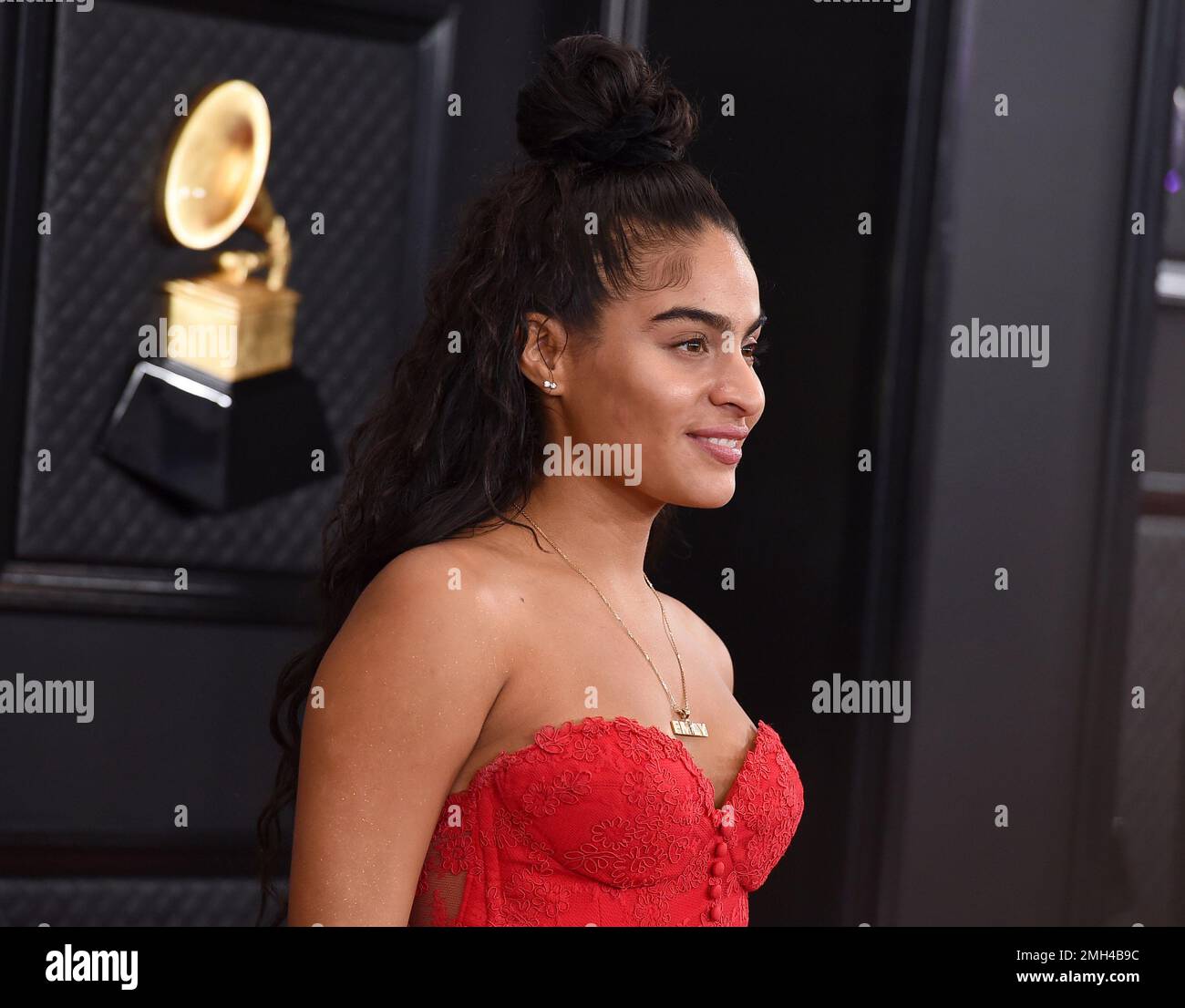 Jessie Reyez arrives at the 62nd annual Grammy Awards at the Staples Center on Sunday, Jan. 26 ...
