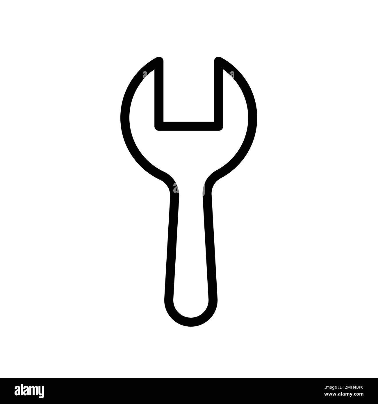 Mechanic key icon line isolated on white background. Black flat thin ...