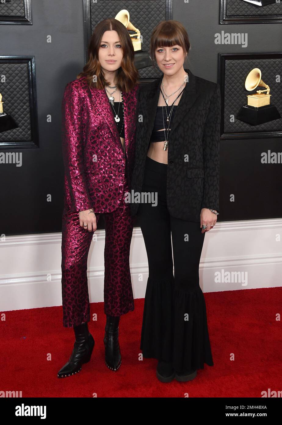 Rebecca Lovell Left And Megan Lovell Of Larkin Poe Arrive At The 62nd Annual Grammy Awards At