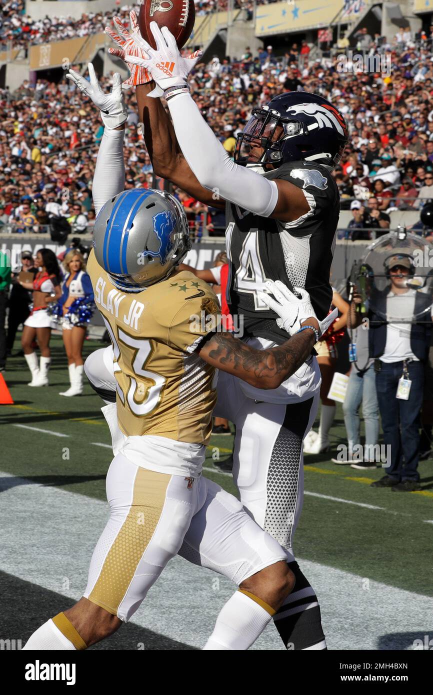 AFC wide receiver Courtland Sutton, of the Denver Broncos, (14 ...