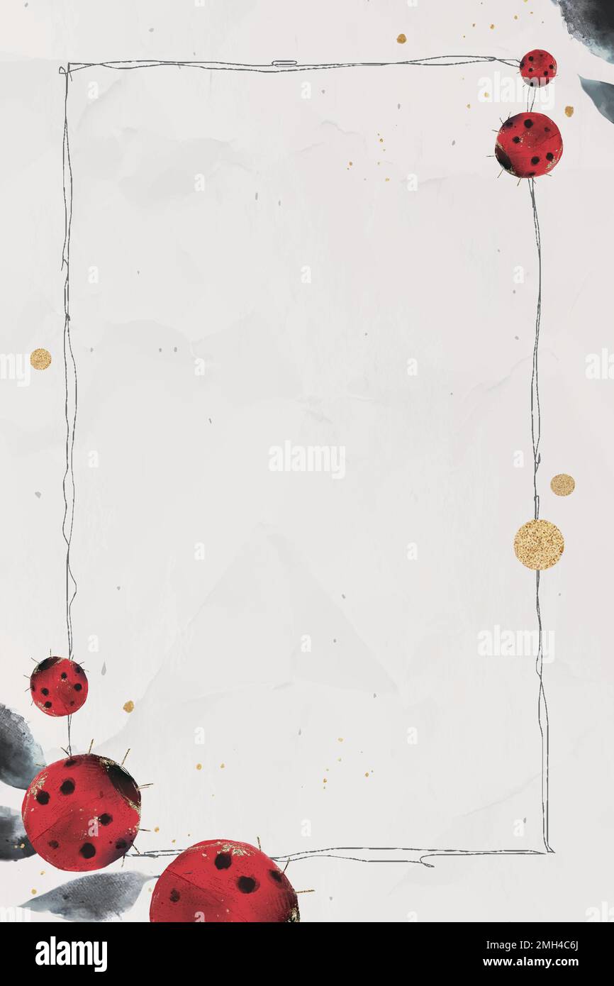 Ladybugs and leaves watercolor frame vector Stock Vector Image & Art ...