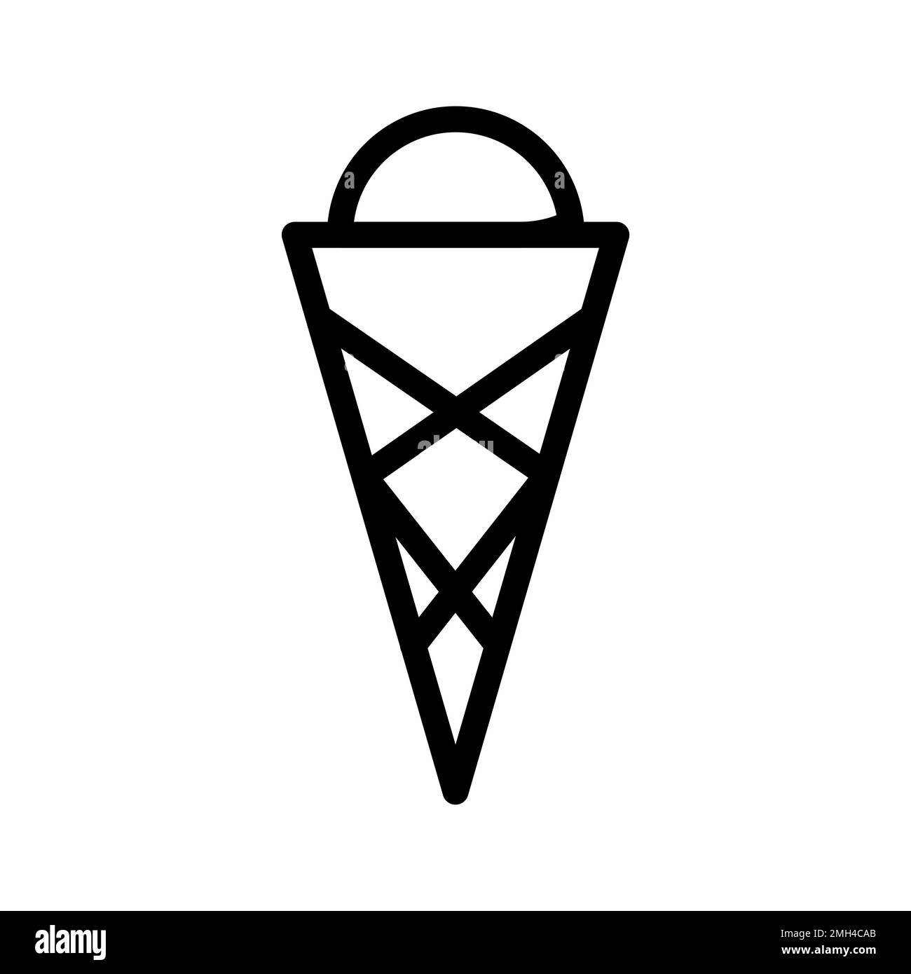 Ice cream icon line isolated on white background. Black flat thin icon on modern outline style ...