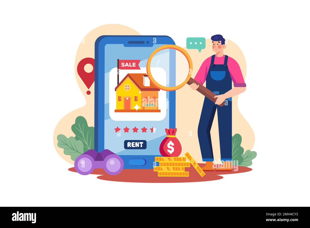Finding housing illustration Stock Vector Images - Alamy