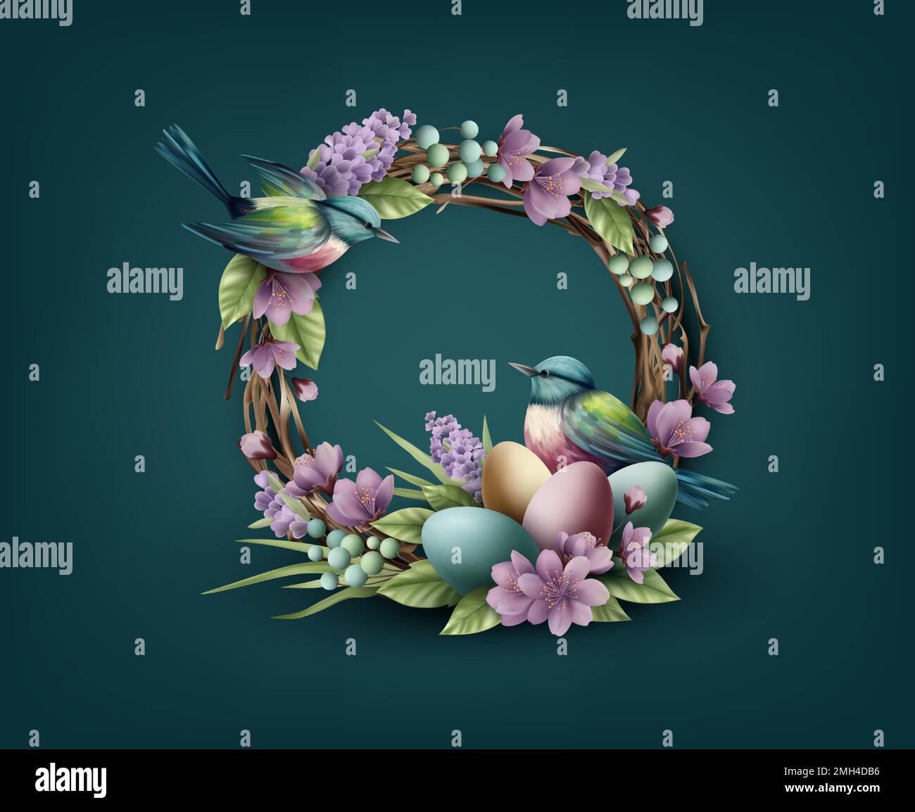 Watercolor realistic wreath Stock Vector Images - Alamy