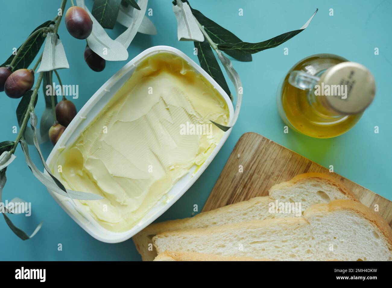 olive fresh butter in a container top view Stock Photo - Alamy