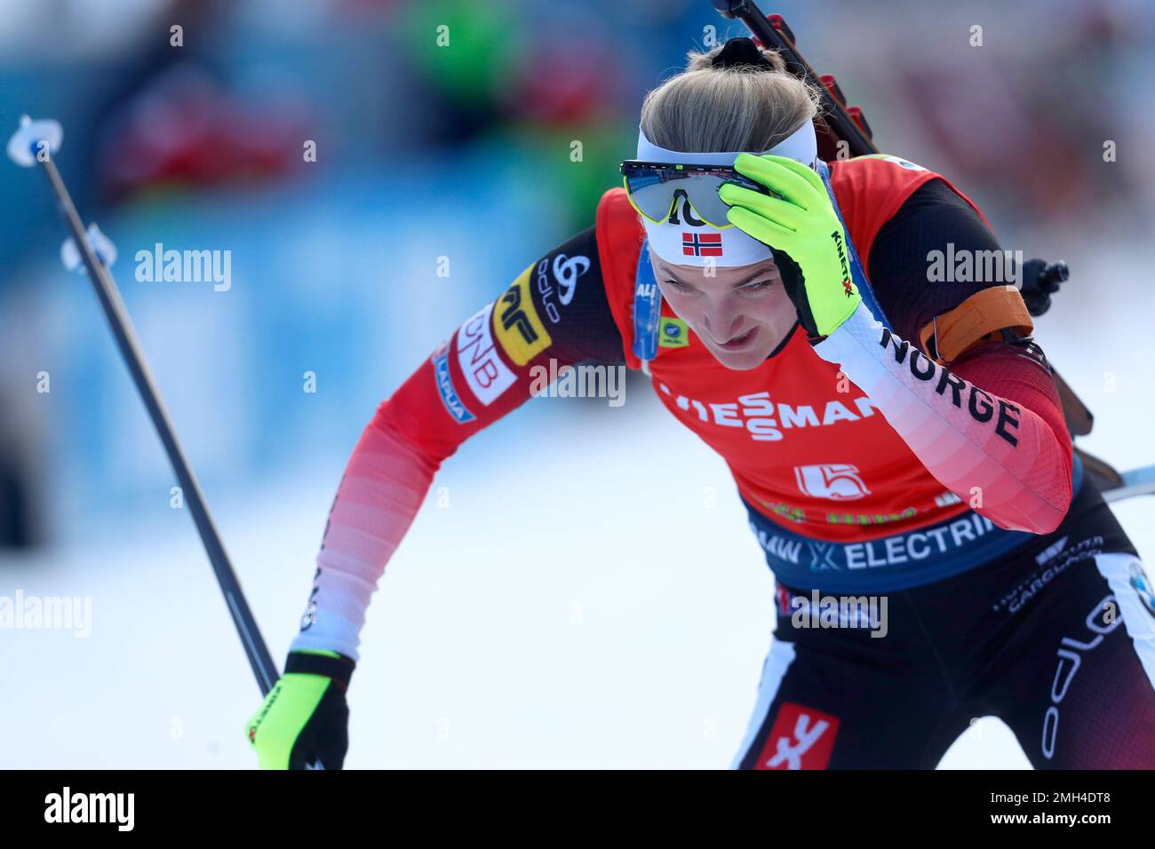 Marte Olsbu Roeiseland of Norway competes during the women's mass start ...