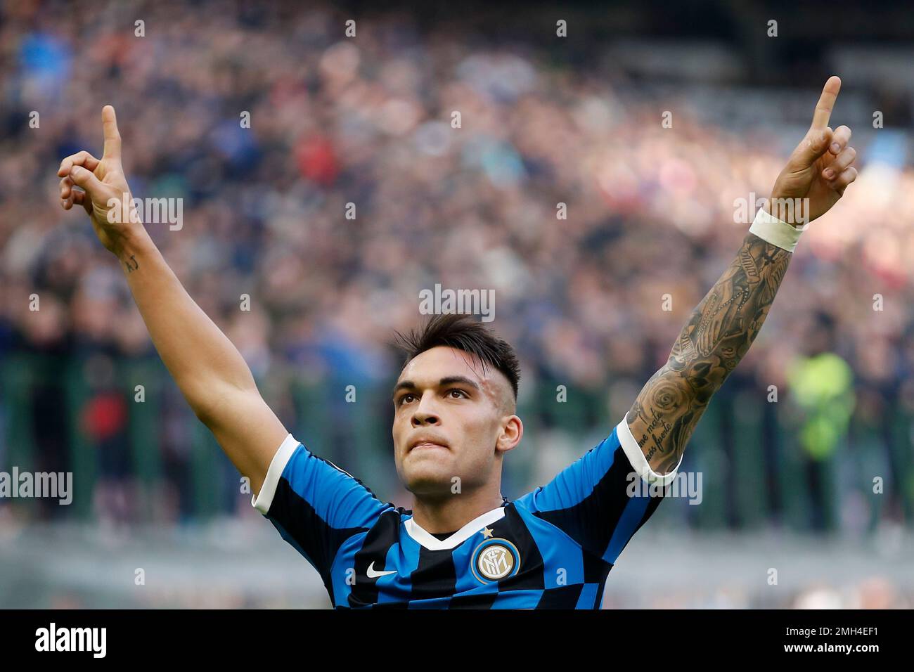 Inter Milan's Lautaro Martinez celebrates after scoring his side's ...