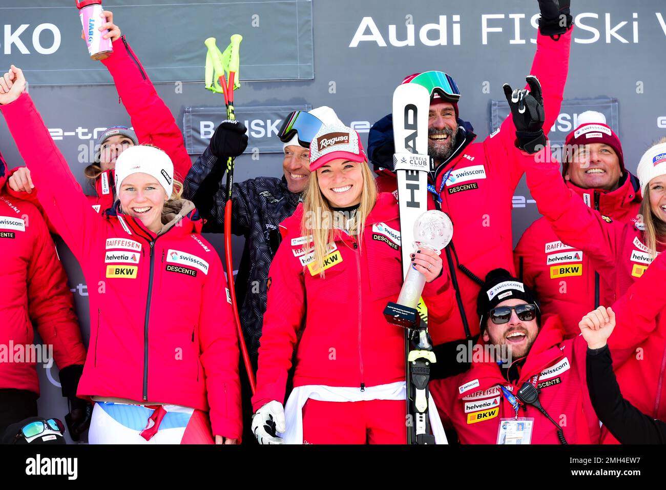 Switzerland's Lara Gut-Behrami poses after finishing third in a alpine ...