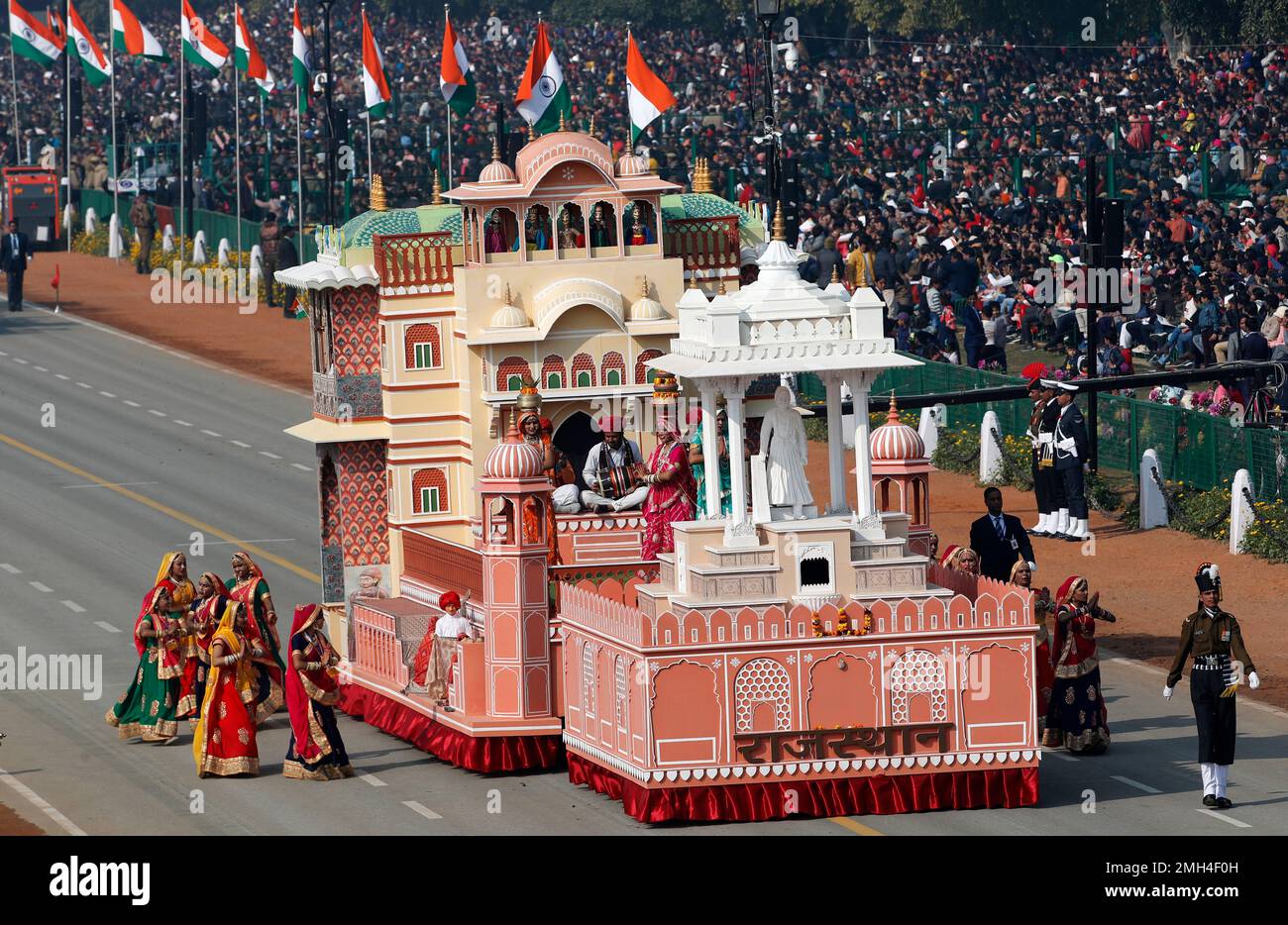 Tableau of Indian state of Rajasthan drives through Rajpath, the ...