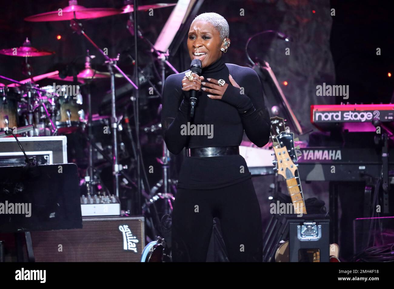 Cynthia Erivo performs on stage at the Pre-Grammy Gala And Salute To ...