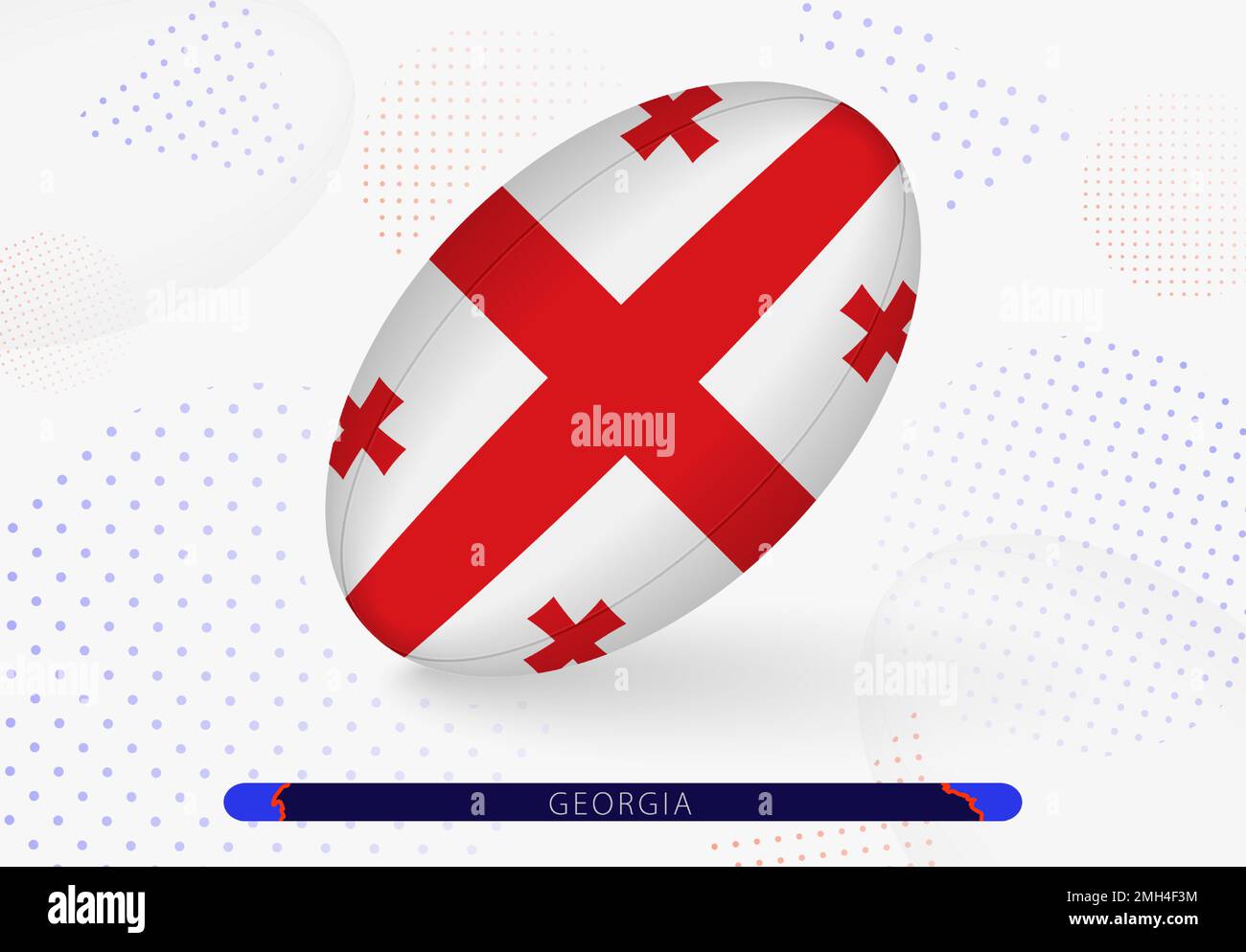 Rugby ball with the flag of Georgia on it. Equipment for rugby team of ...