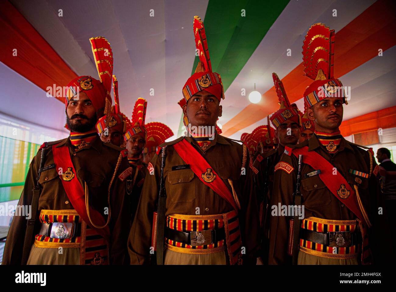 India's Seema Suraksha Bal paramilitary soldiers wait to participate in ...
