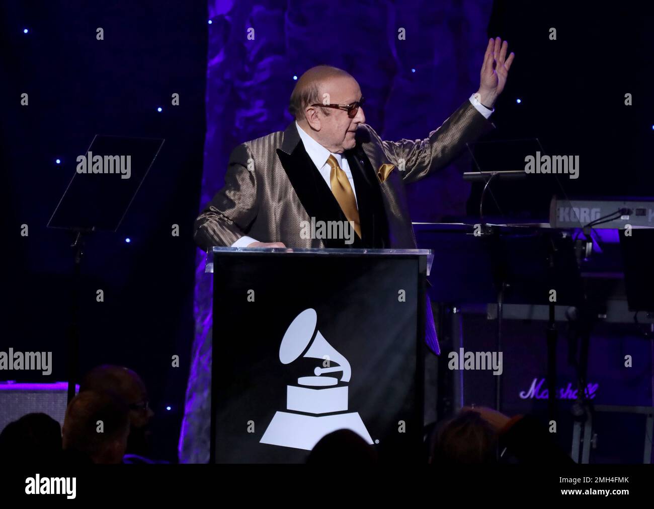 Clive Davis speaks on stage at the Pre-Grammy Gala And Salute To ...