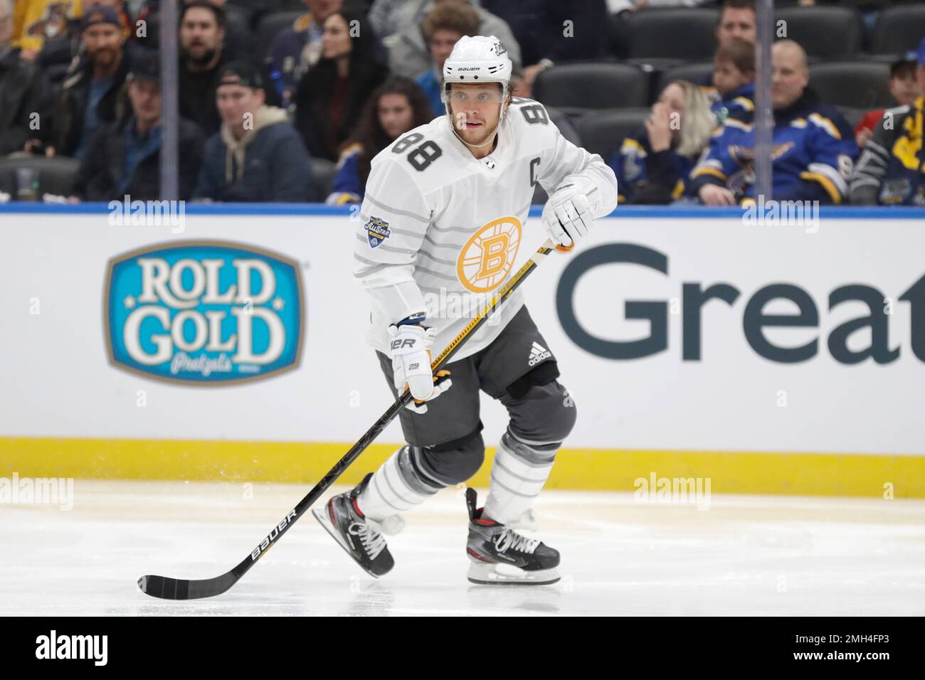 Boston Bruins forward David Pastrnak plays in the NHL hockey All Star ...