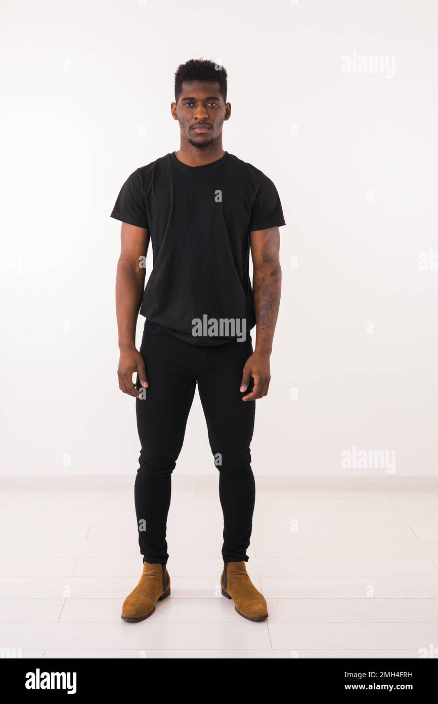 African American man portrait close-up isolated white background ...