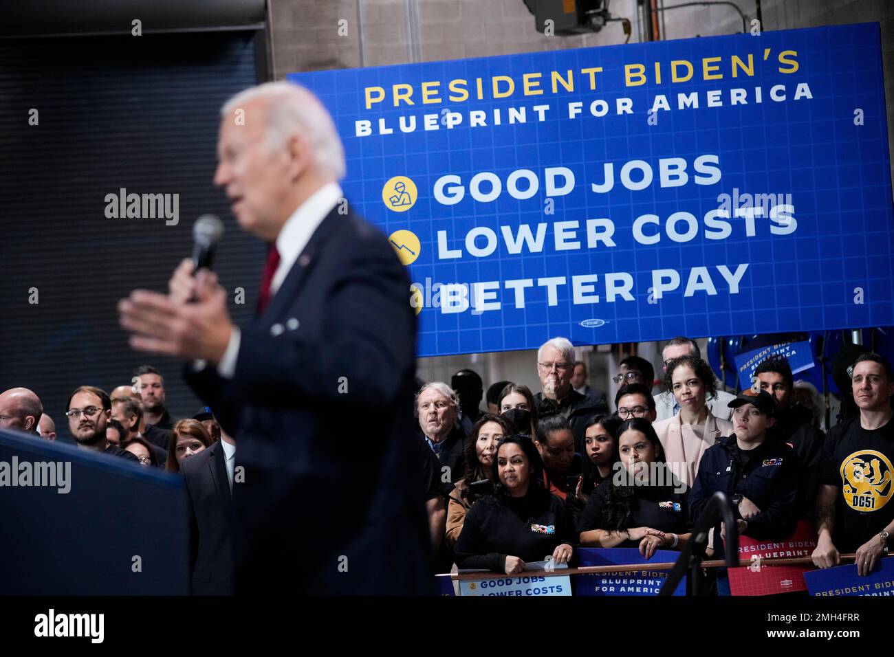 President Joe Biden speaks at the Steamfitters Local 602 in Springfield ...