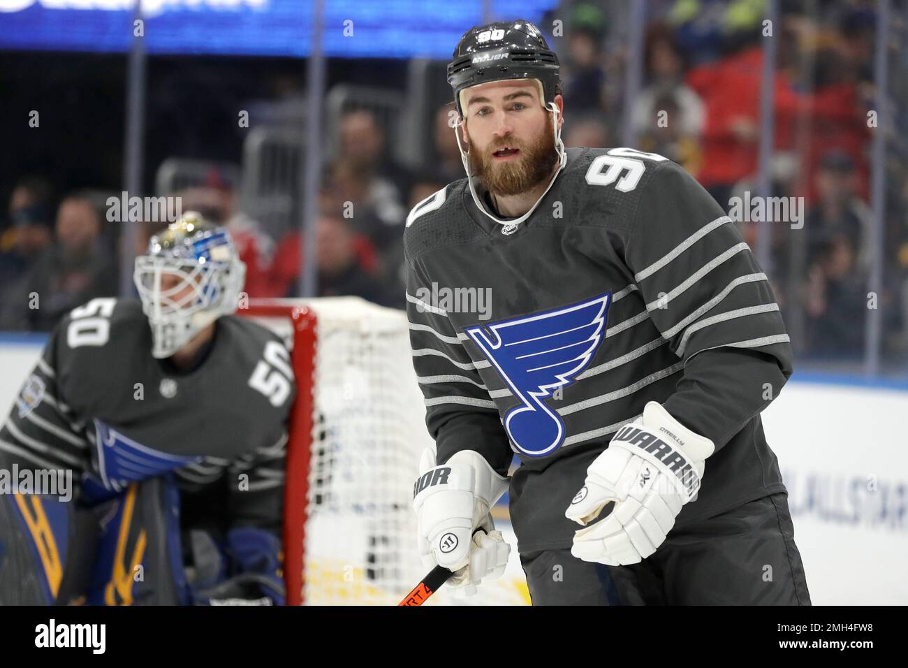 St. Louis Blues forward Ryan O'Reilly (90) plays in an NHL hockey All ...