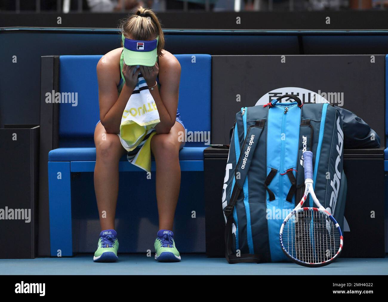 Sofia Kenin of the U.S. reacts after defeating compatriot Coco Gauff in ...