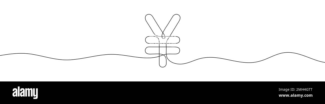 Continuous line drawing of yen symbol currency. Line art of japanese ...