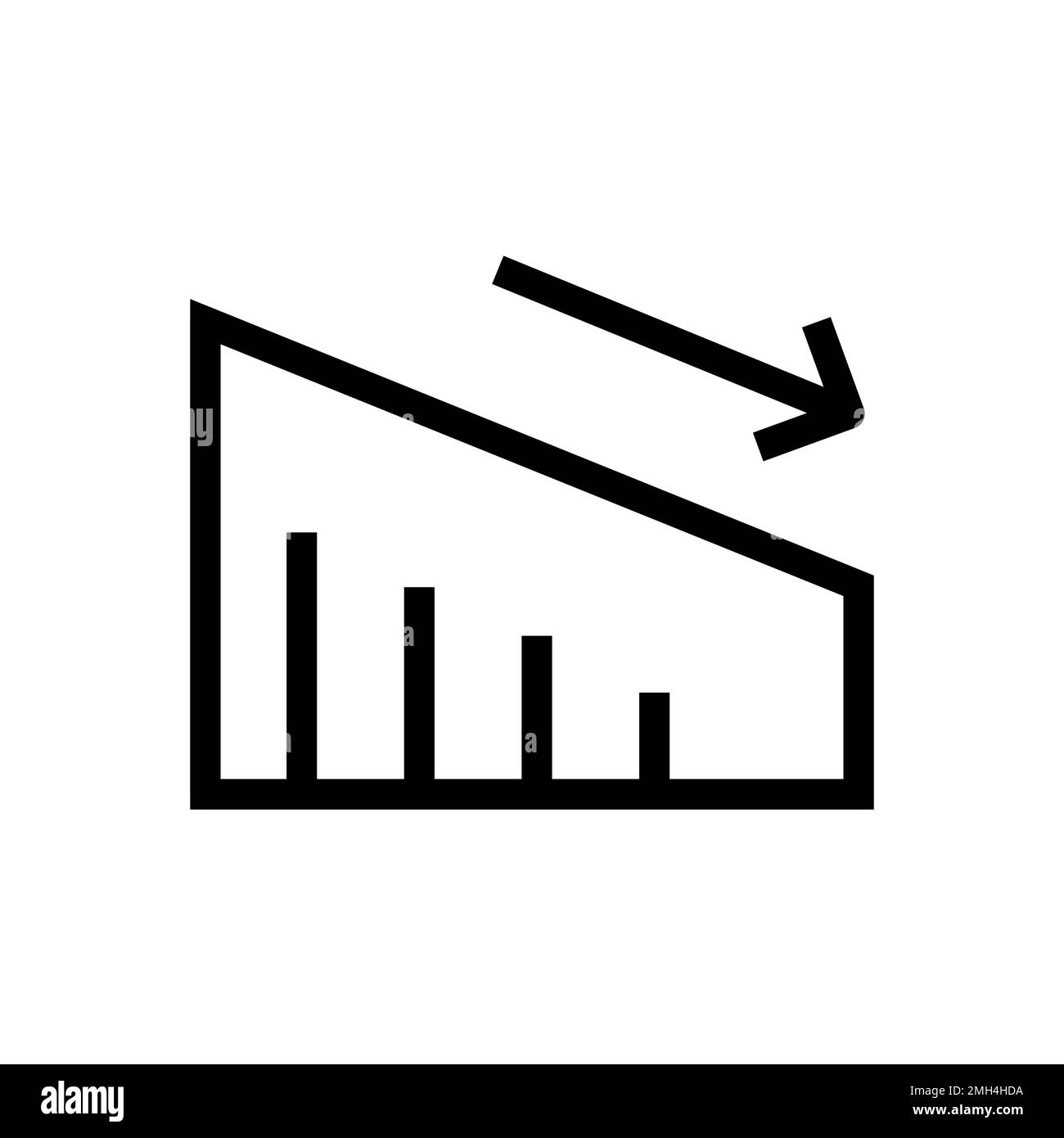 Income drop icon line isolated on white background. Black flat thin ...