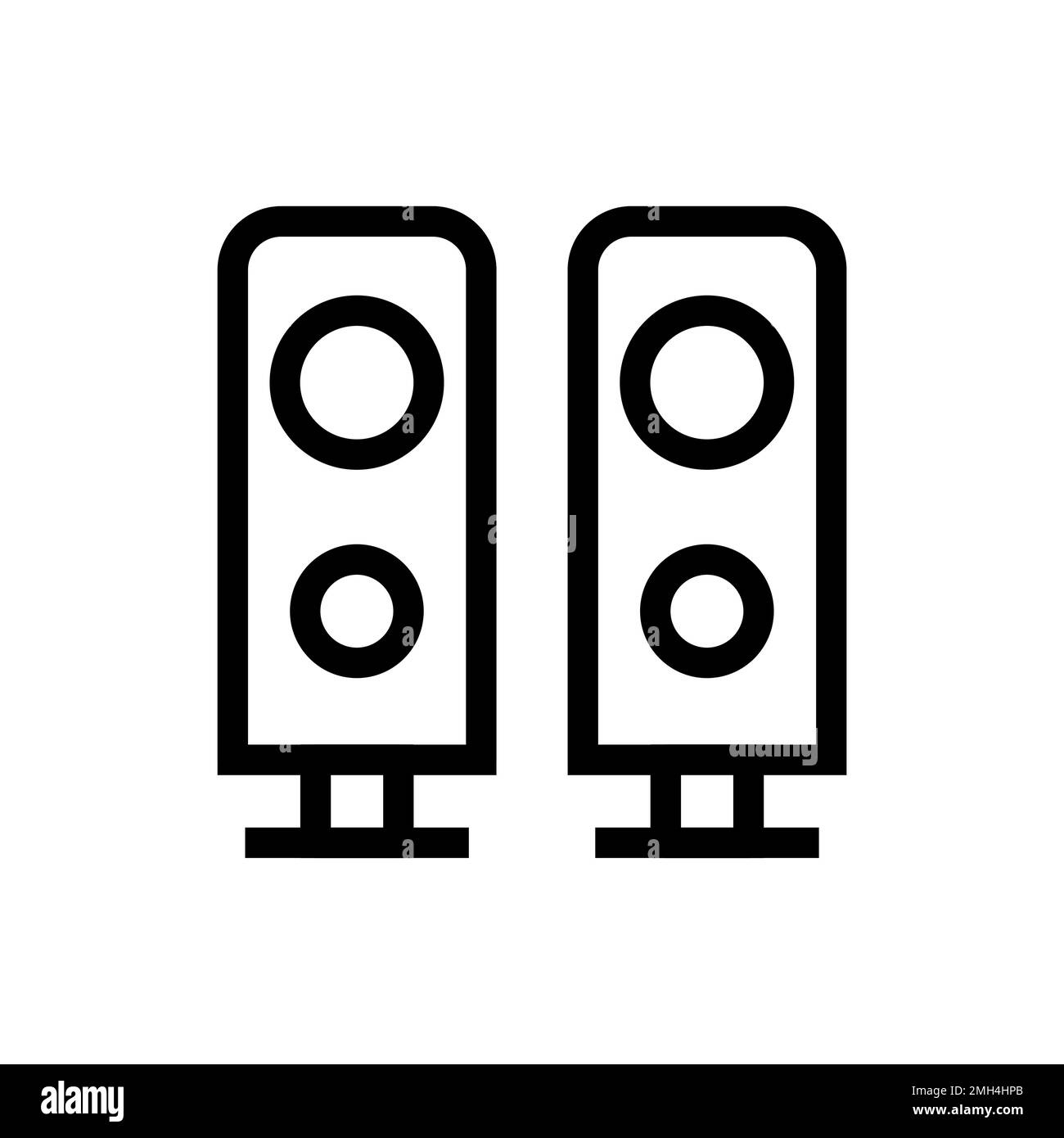 Speakers icon line isolated on white background. Black flat thin icon ...