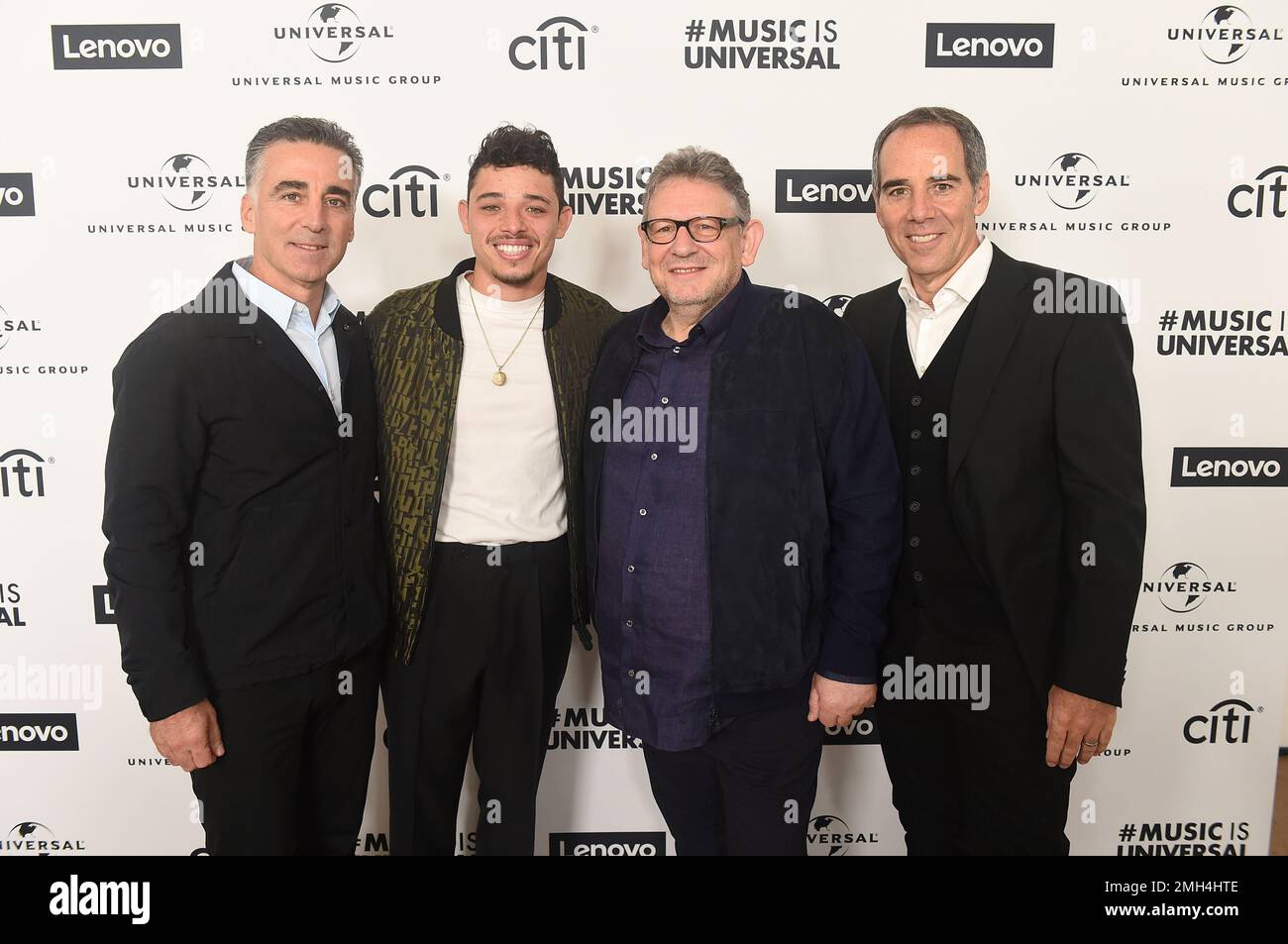 Avery Lipman, Anthony Ramos, Sir Lucian Grainge and Monte Lipman attend ...