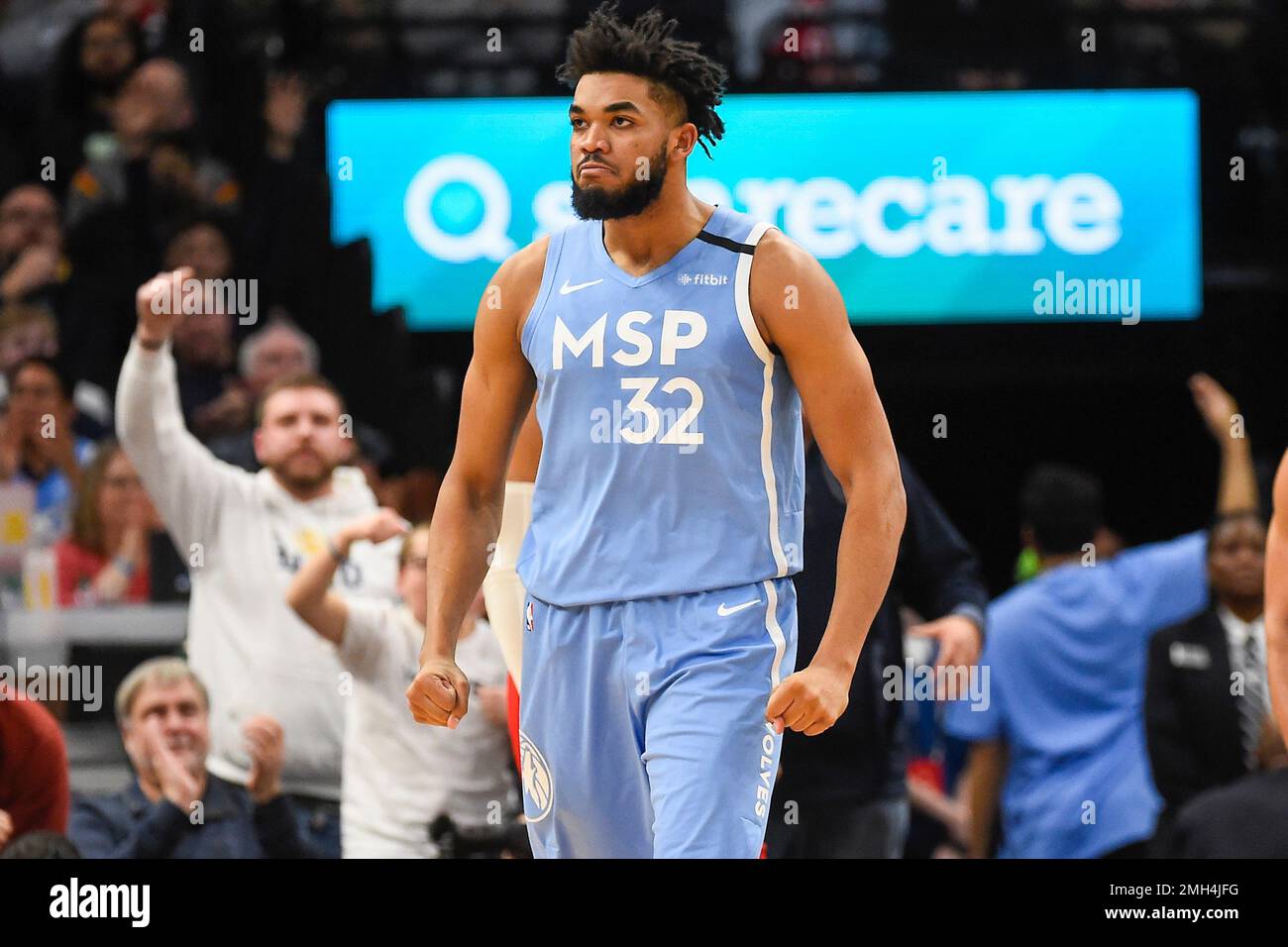 Minnesota Timberwolves center Karl-Anthony Townsreacts after scoring ...