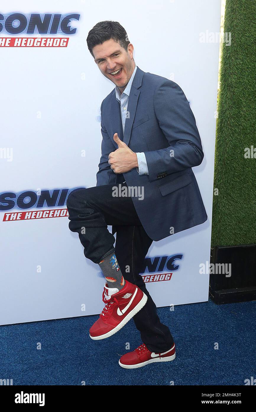 Director Jeff Fowler show his Sonic socks as he arrives at the LA ...