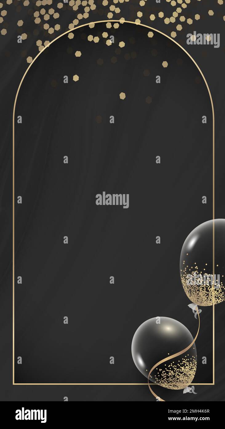 Golden rectangle balloons frame design mobile phone wallpaper vector ...