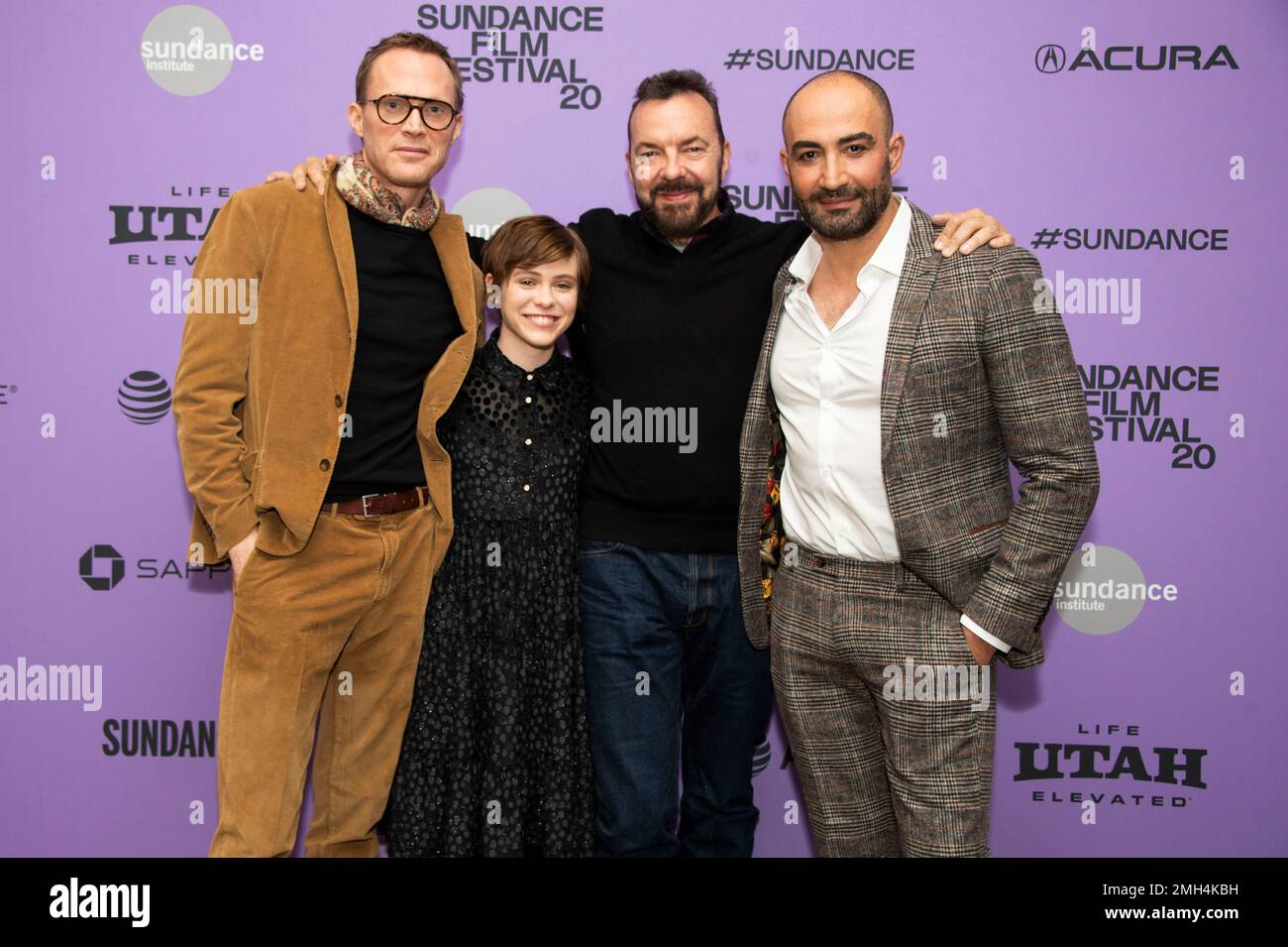 From left, actors Paul Bettany and Sophia Lillis director/writer ...