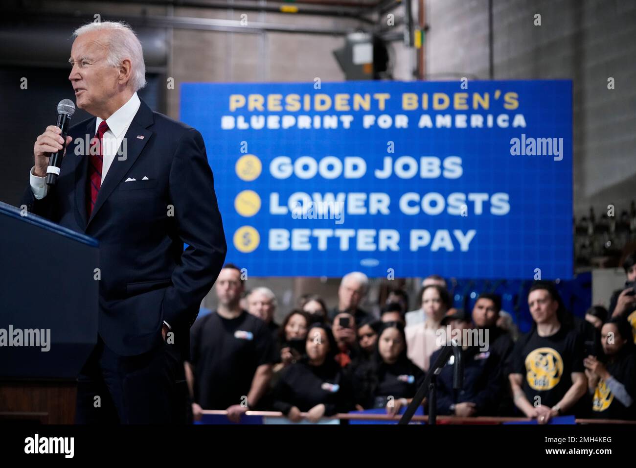 President Joe Biden speaks at the Steamfitters Local 602 in Springfield ...