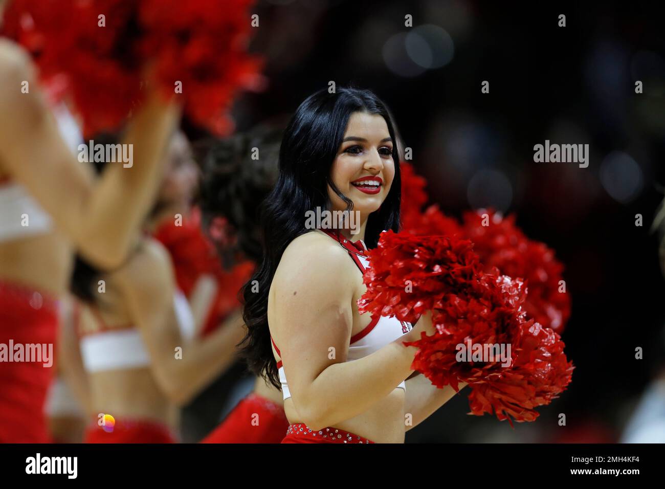 Rutgers cheerleaders perform during the first half of an NCAA college ...