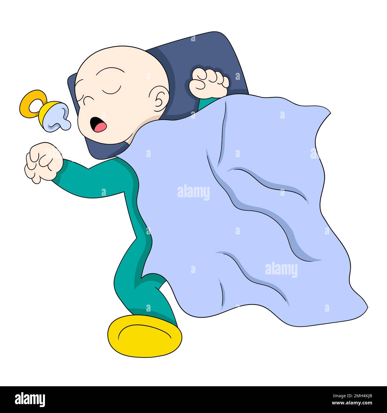 baby boy was fast asleep snoring from exhaustion. vector design ...