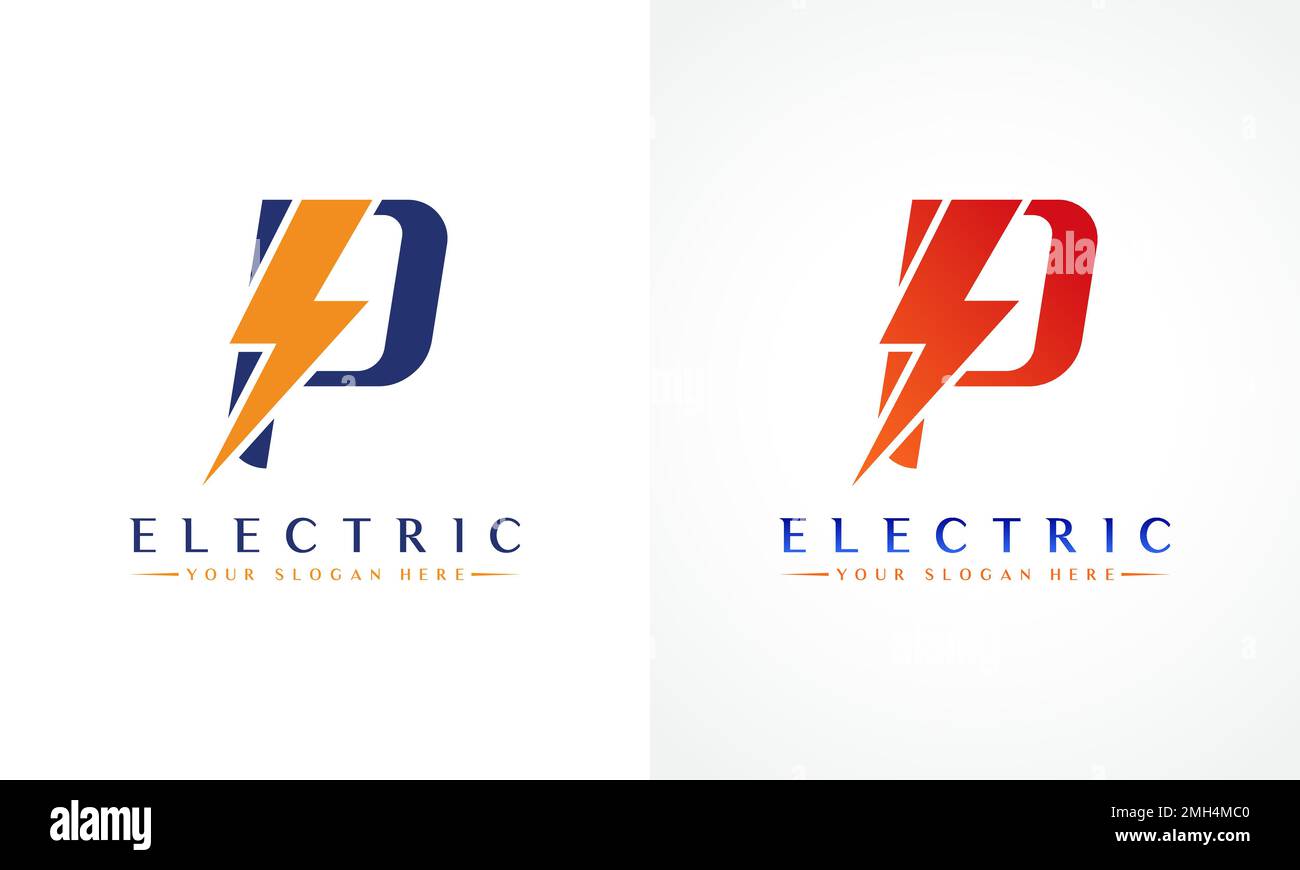 P Letter Logo With Lightning Thunder Bolt Vector Design. Electric Bolt ...