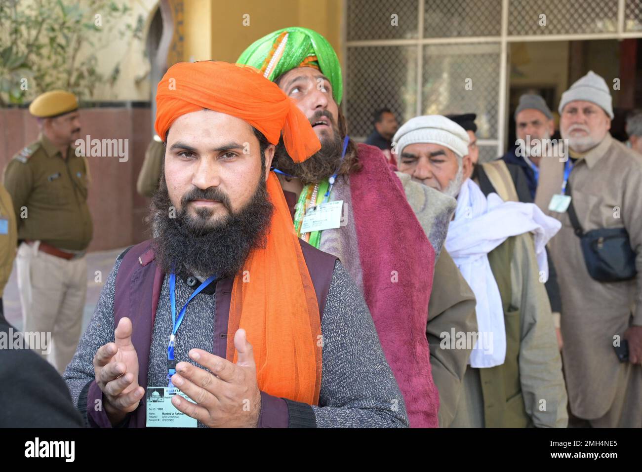 Pakistani pilgrims arrive at the Ajmer railway station to attend the ...