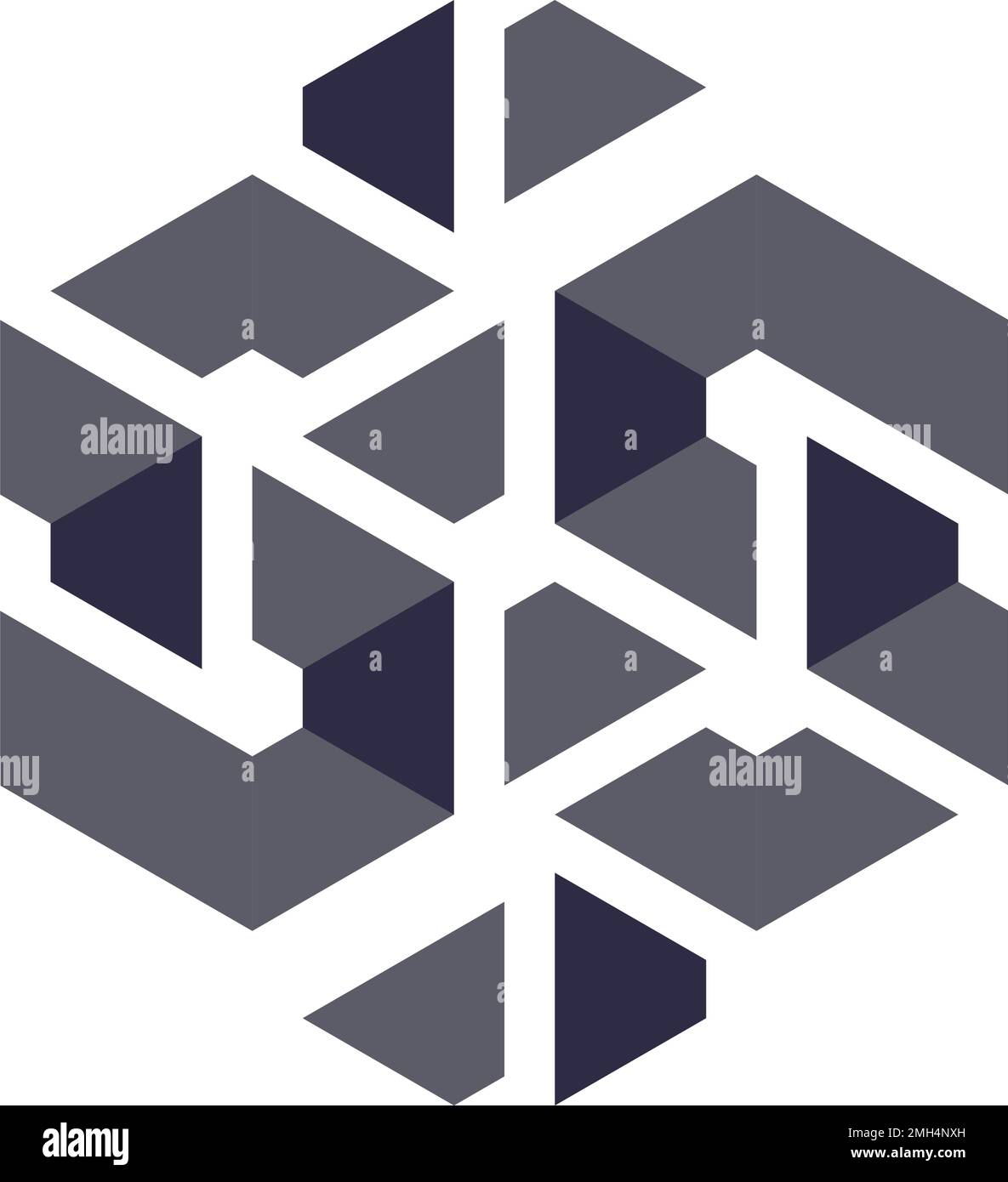 Hexagonal Triangles Logo illusion generative pattern illustration Stock ...