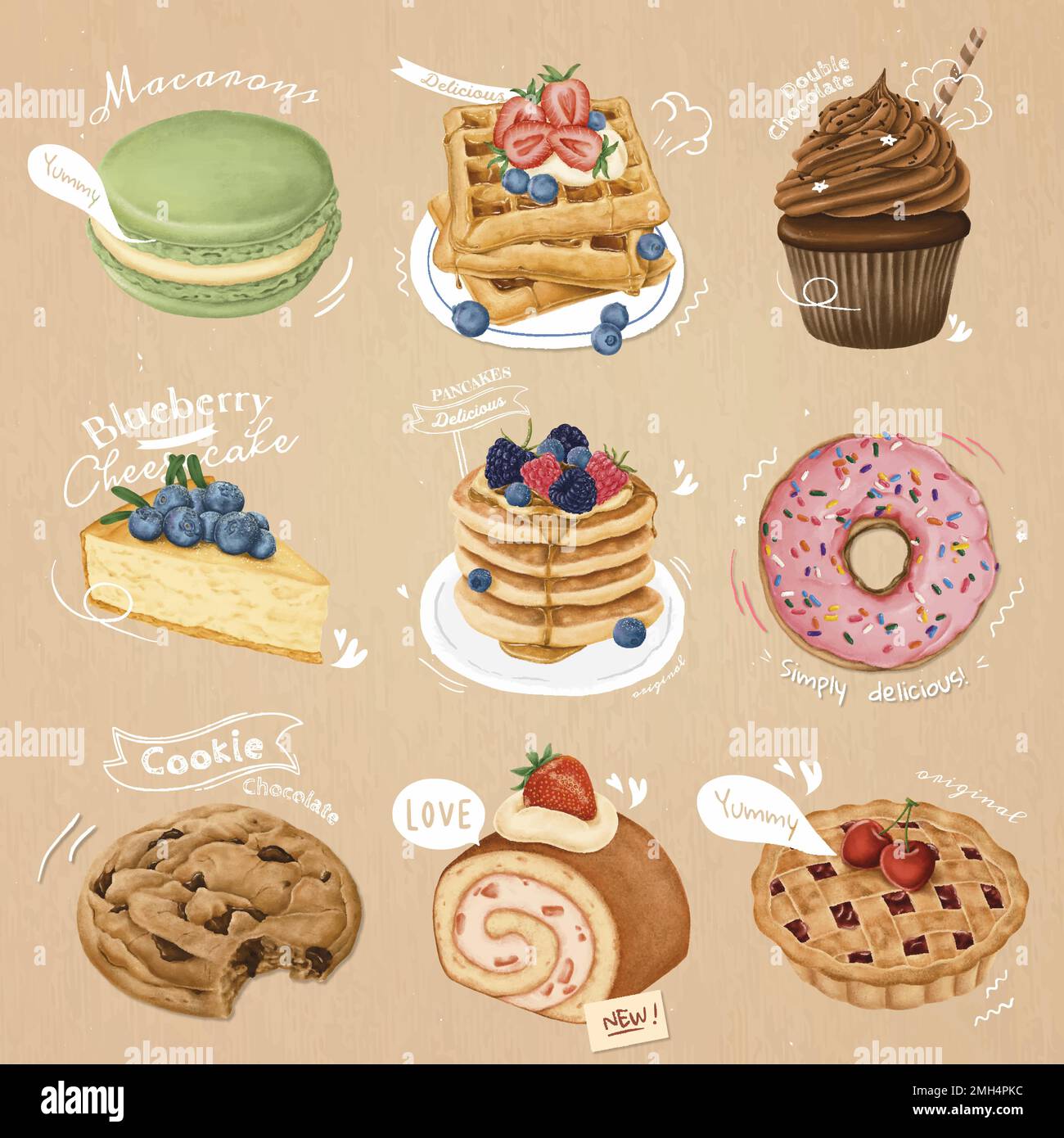 Hand drawn dessert collection vector Stock Vector Image & Art - Alamy