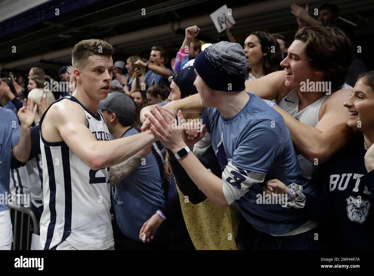 Butler's Sean McDermott (22) celebrates with fans after Butler defeat ...