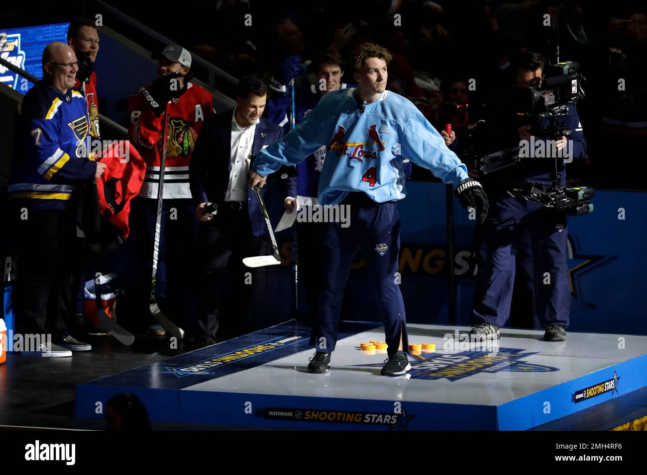 Calgary Flames' Matthew Tkachuk wears a St. Louis Cardinals jersey ...