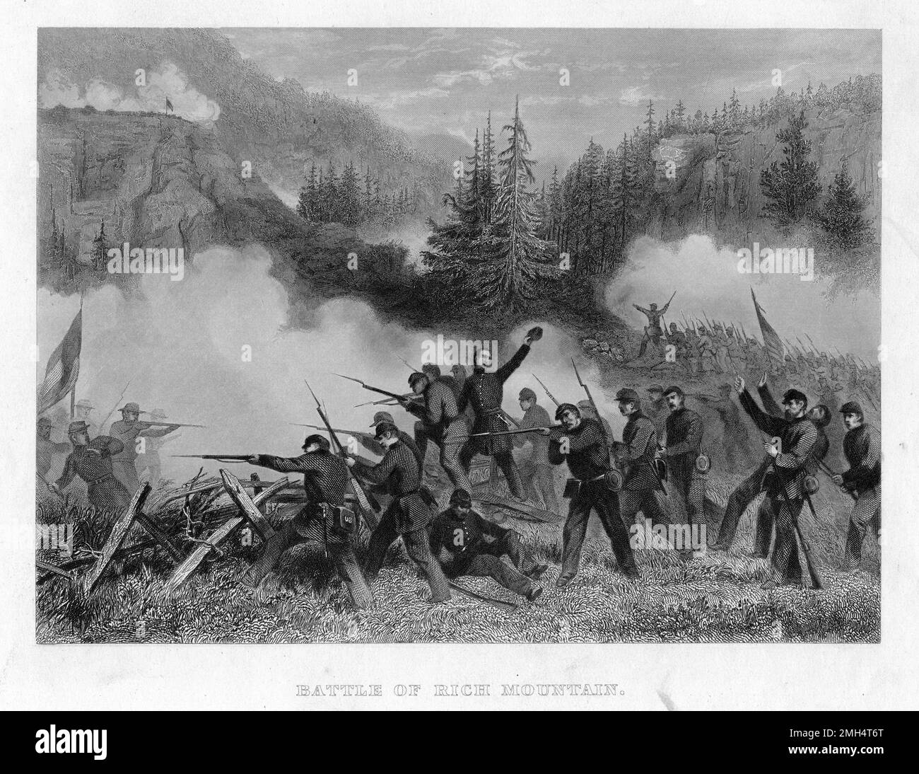 Battle of Rich Mountain in West Virginia. Steel engraving by Alonzo ...
