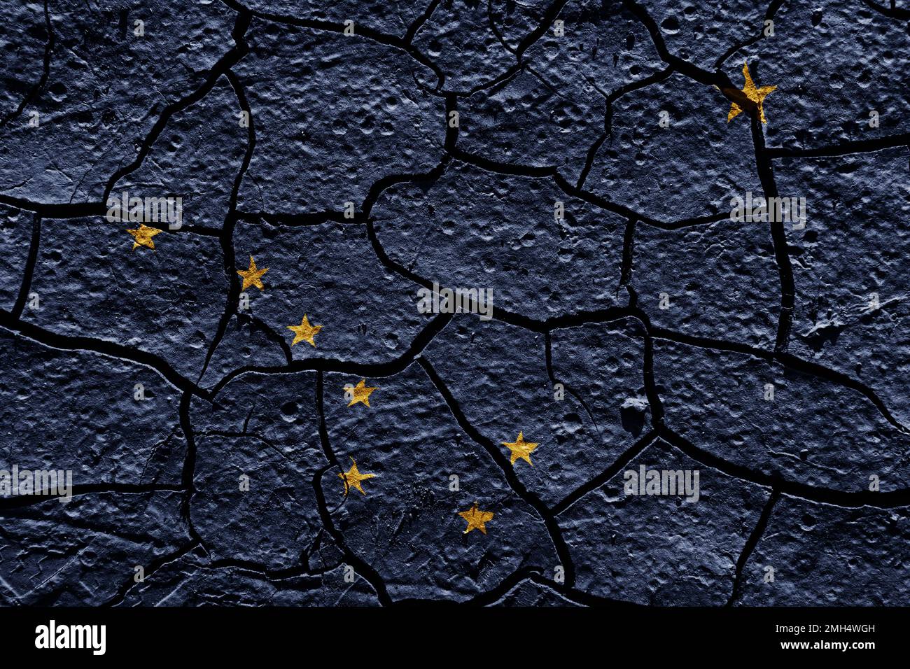 Alaska state flag of United States on a mud texture of dry crack on the ...