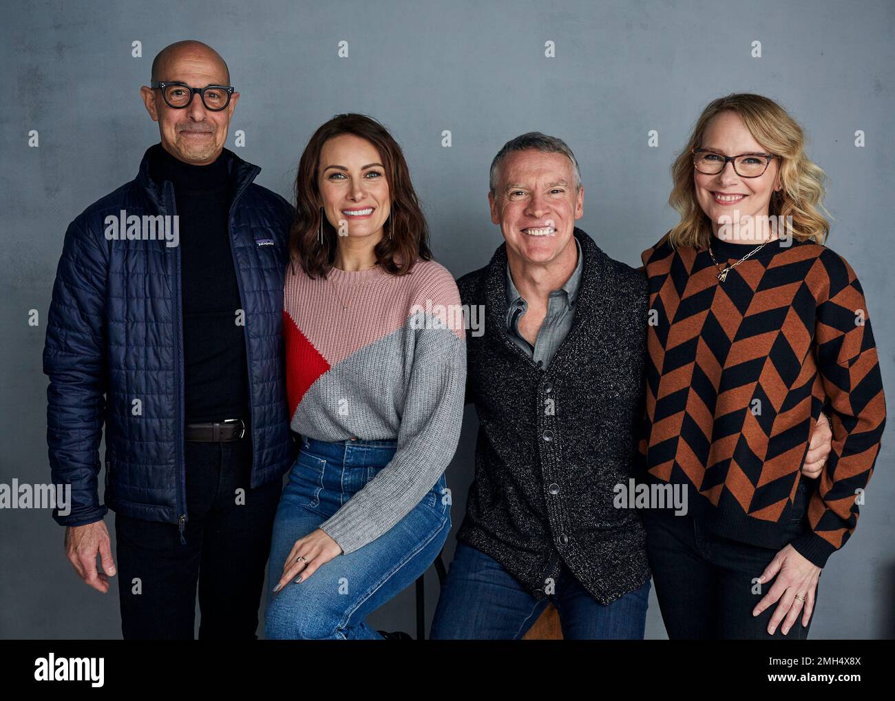 Stanley Tucci, from left, Laura Benanti, Tate Donovan and Amy Ryan pose ...
