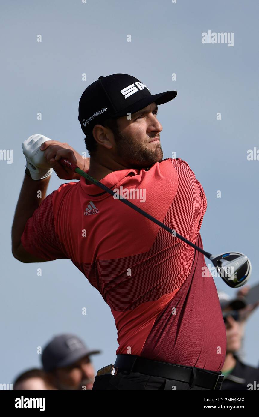 John Rahm of Spain hits his tee shot on the second hole of the South ...