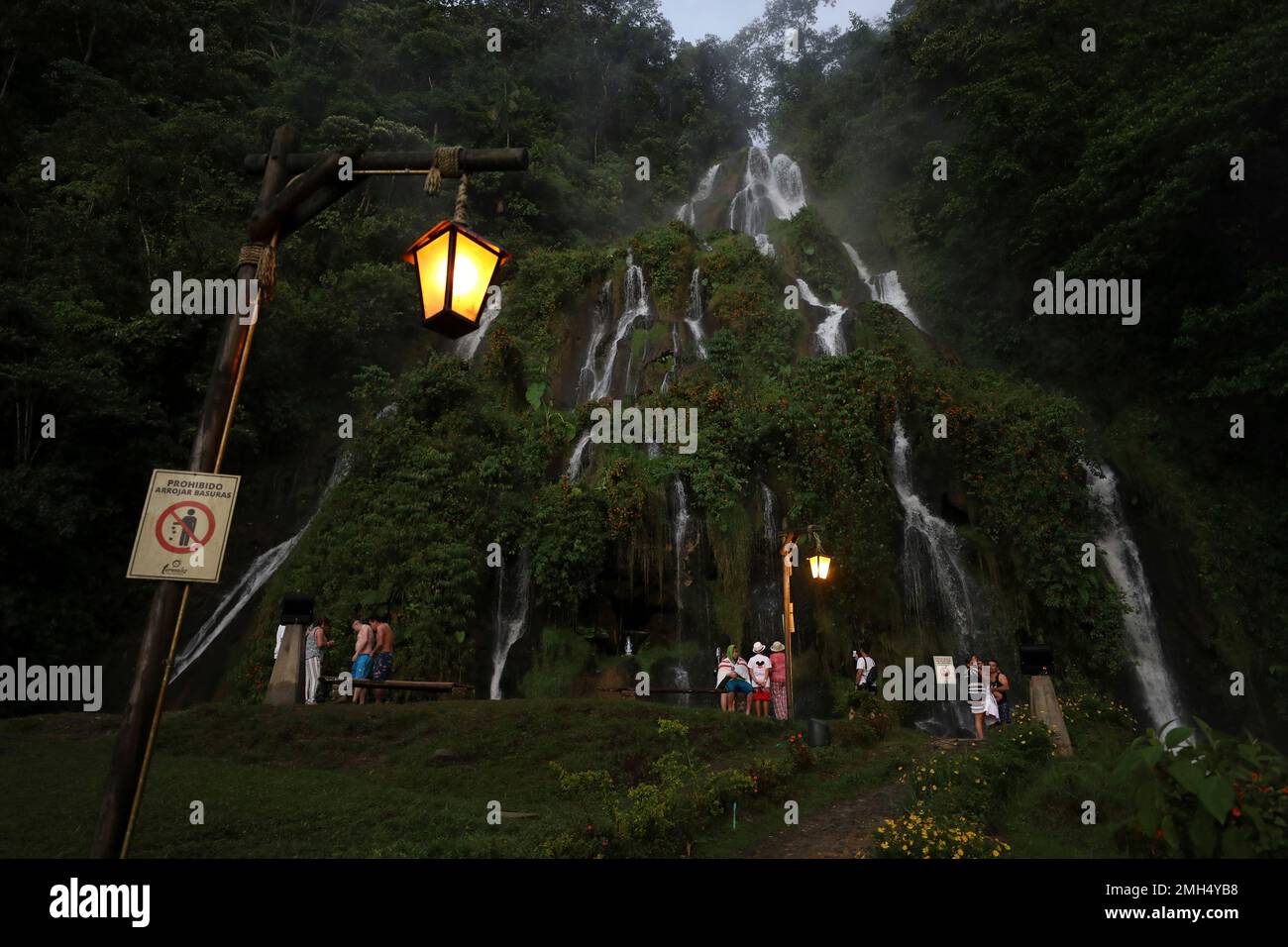 Visitors soak in the "Termales de Santa Rosa" hot springs in Santa Rosa ...
